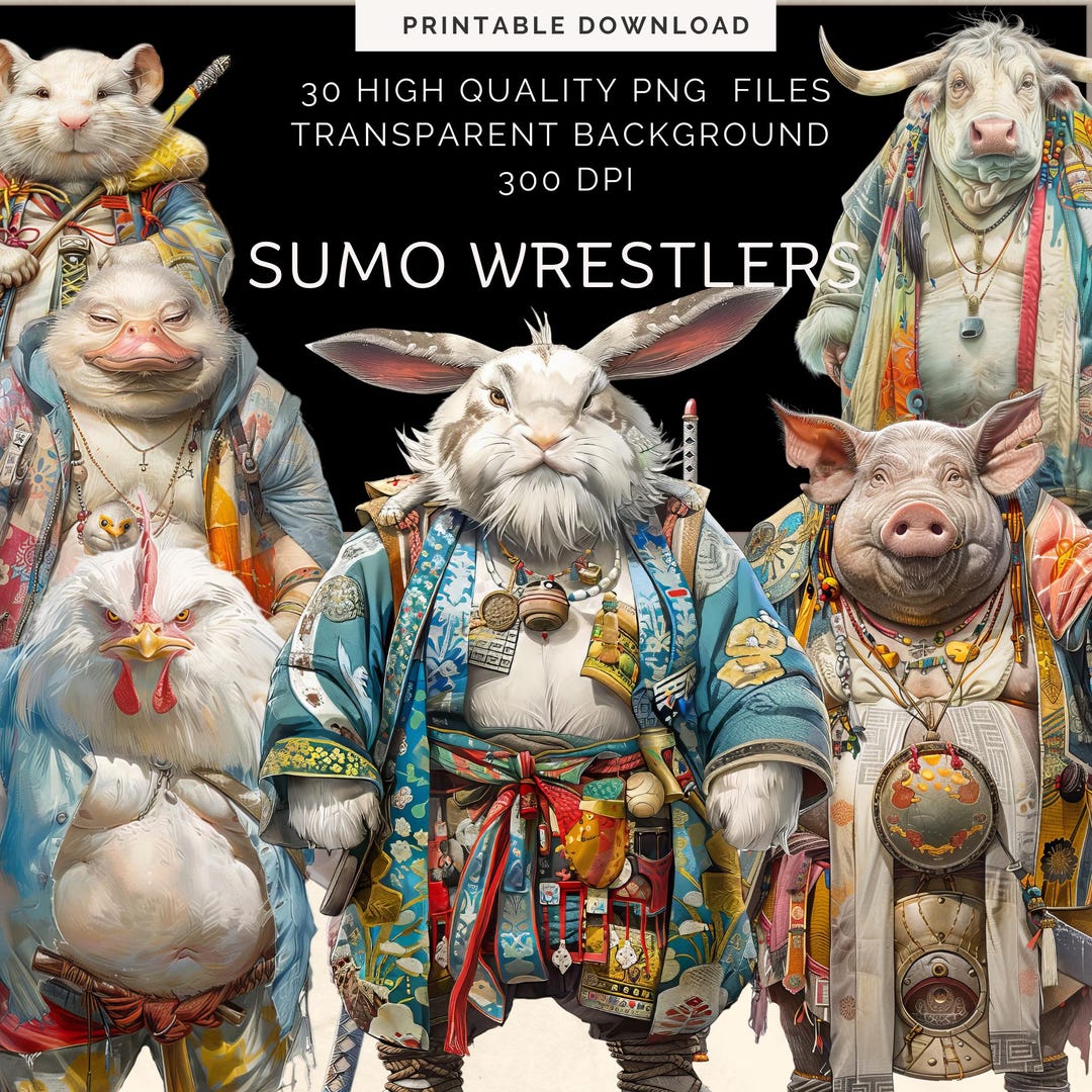 Anthropomorphic Sumo Wrestler, Fussy Cut Paper Doll, Peculiar Quirky ...