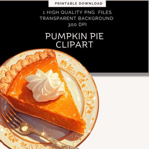 Autumn Party Clipart | Pumpkin Pie Clipart | Pumpkin Cake Png | Food ...