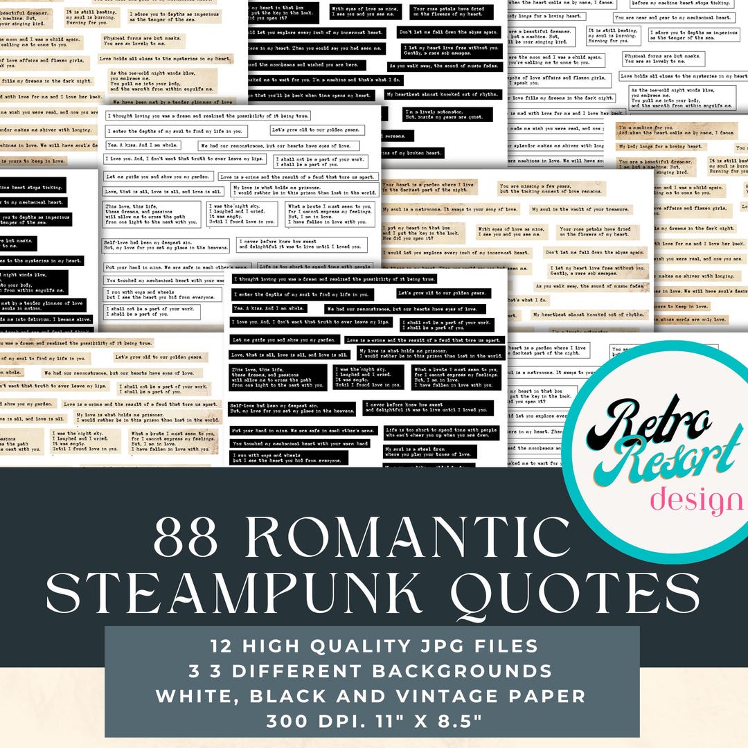Romantic Steampunk Quotes | Junk Journal Ephemera (digital Download) - Etsy