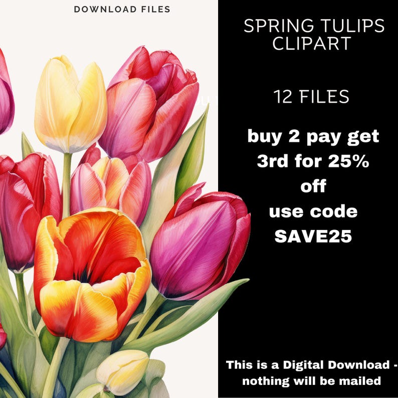 Watercolor Tulips Clipart, Watercolor Floral Clipart Png, Watercolor ...