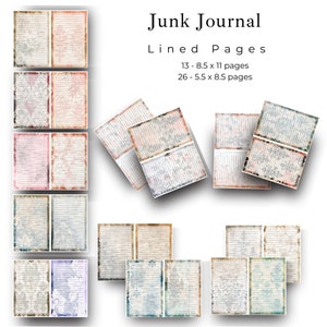 Lined Journal Pages | Digital Download | Junk Journal Kit | Digital ...