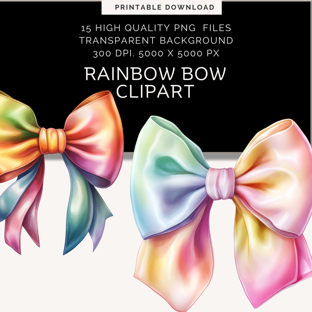 Rainbow Bow Clipart | Gay Pride Clipart | Rainbow Ribbons | Watercolor ...