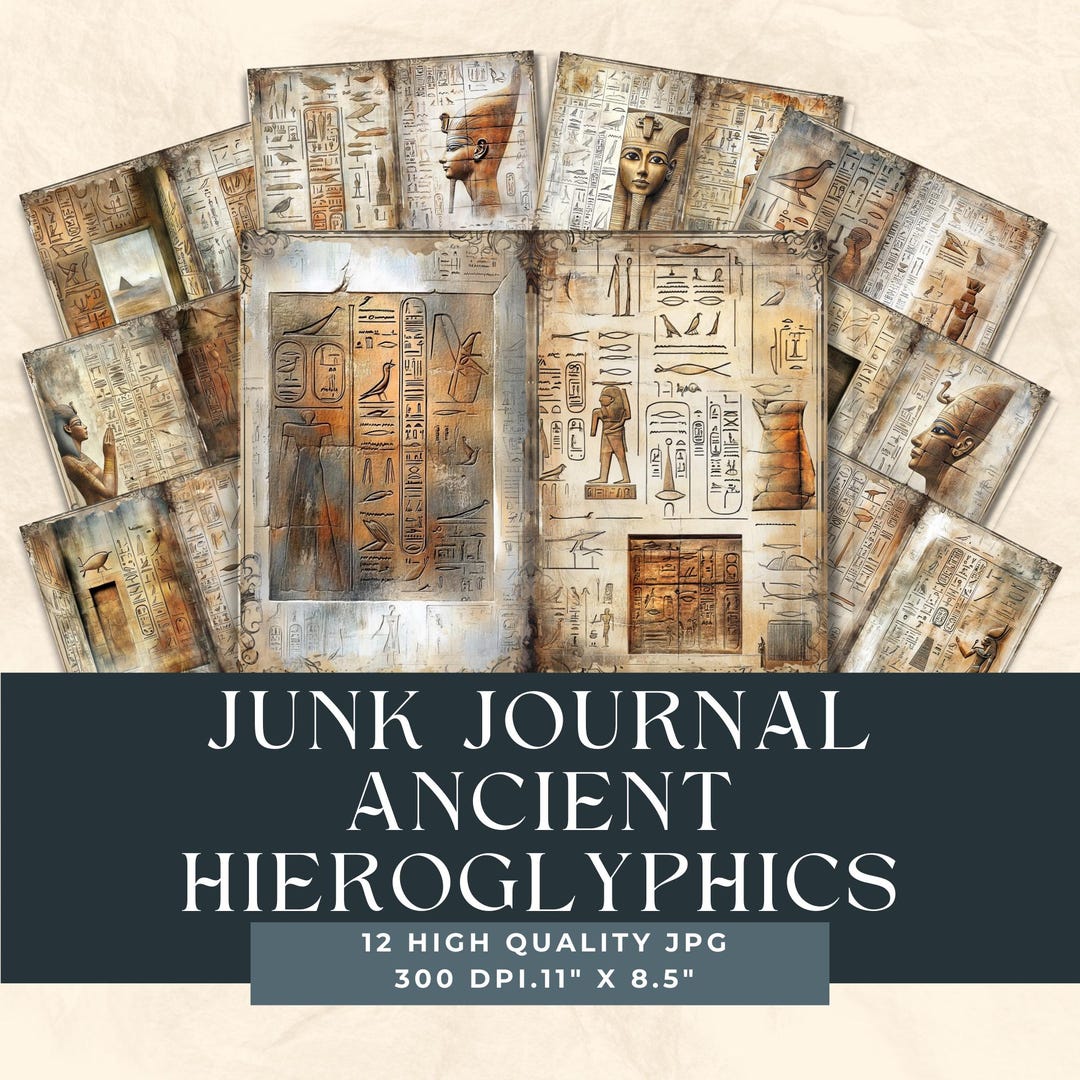Ancient Hieroglyphics Junk Journal Pages, Ancient Egypt Printable ...