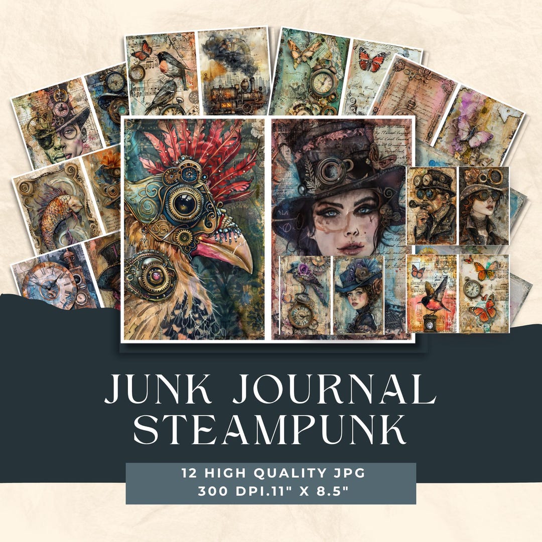 Steampunk Journal Pages| Vintage, Digital | Junk Journal | Printable ...