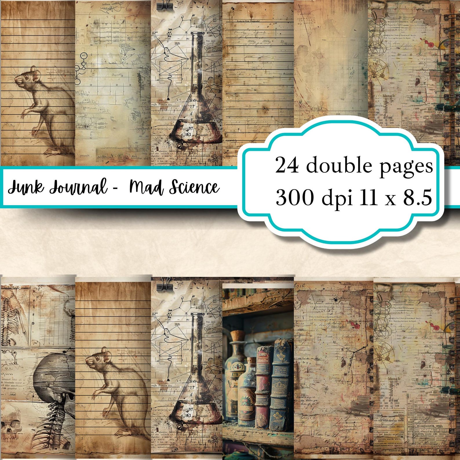 Creepy Mad Science Junk Journal Paper | Gothic Scrapbook (digital ...