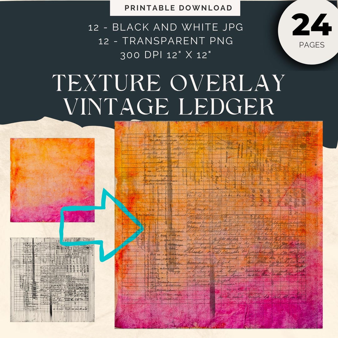 Ledger Transparent Overlay, Old Textures Overlay, Scrapbooking Collage ...
