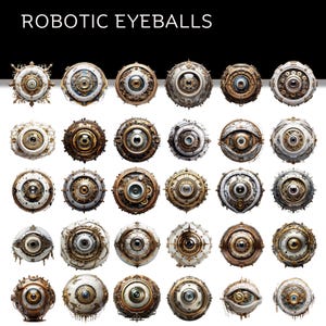 Steampunk Eyeballs Ephemera | Mechanical Collage | Retro Robotics ...