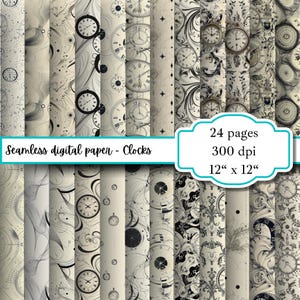 Timepiece Seamless Pattern | Neutral Pattern Seamless Background ...