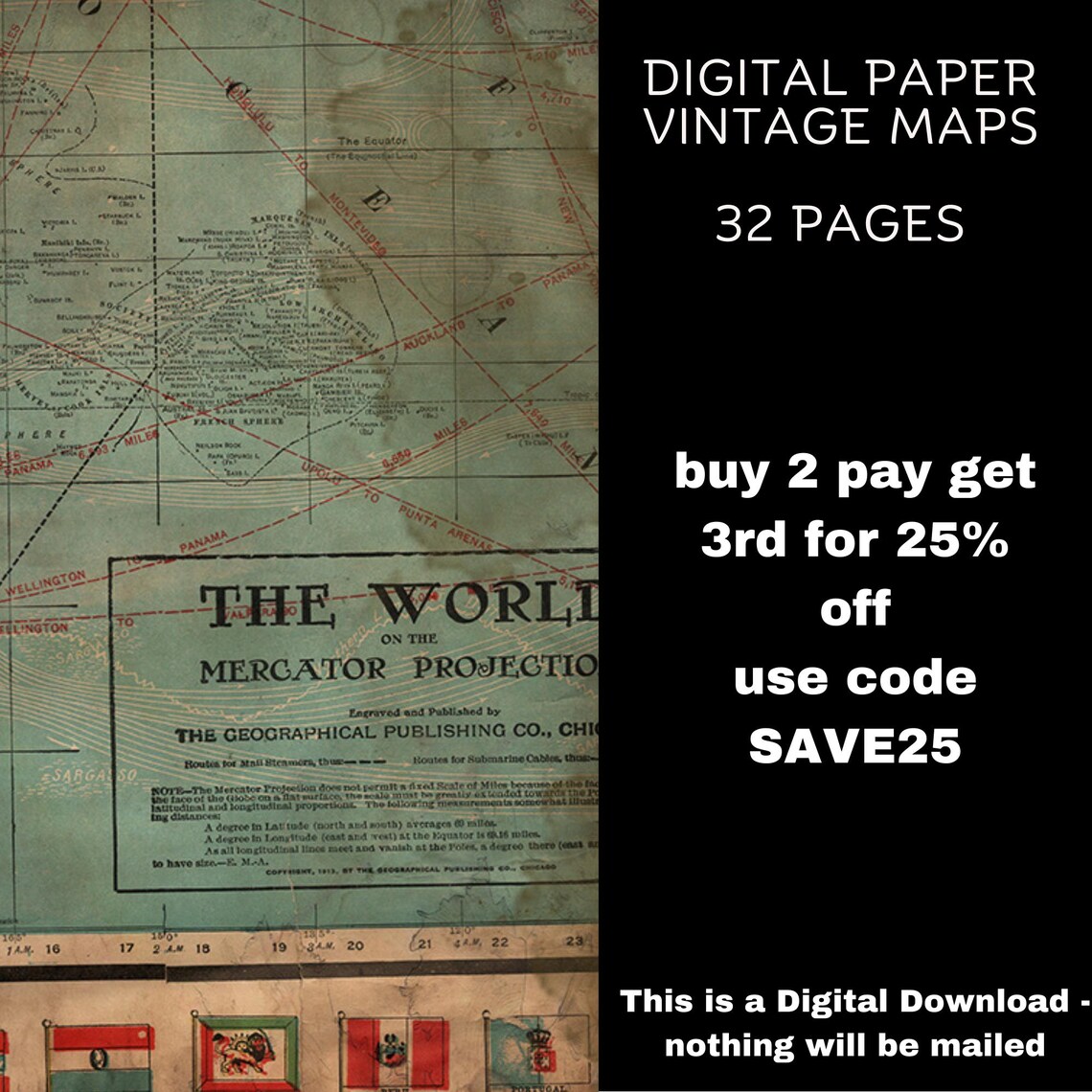 Vintage Maps Digital Paper, Antique Maps, Digital Paper, Aethentic ...