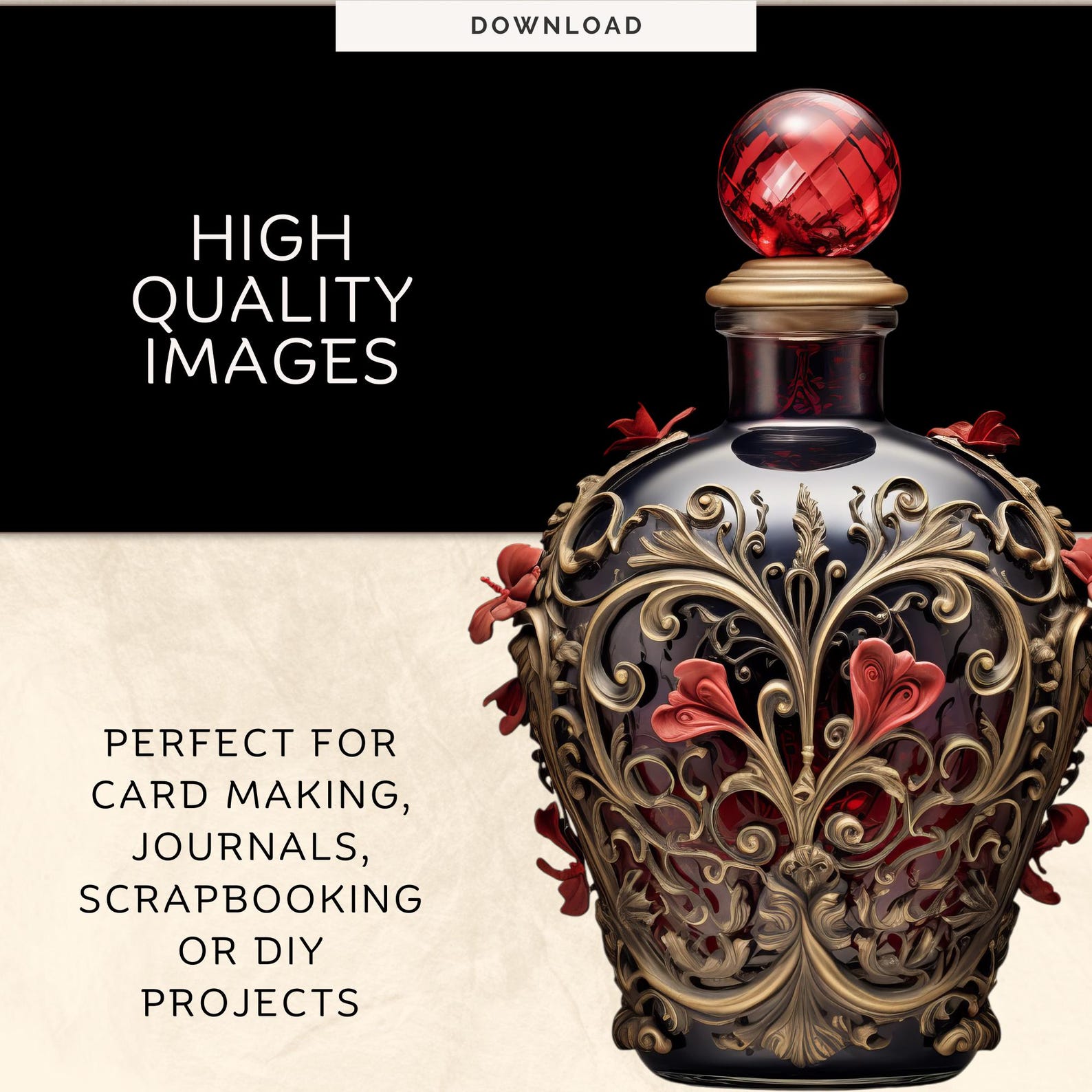 Victorian Gothic Love Potion Clipart | Ornate PNG, Valentines (digital ...