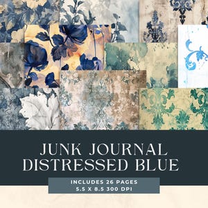 Blue Journal Pages | Digital Download | Junk Journal Kit | Digital ...