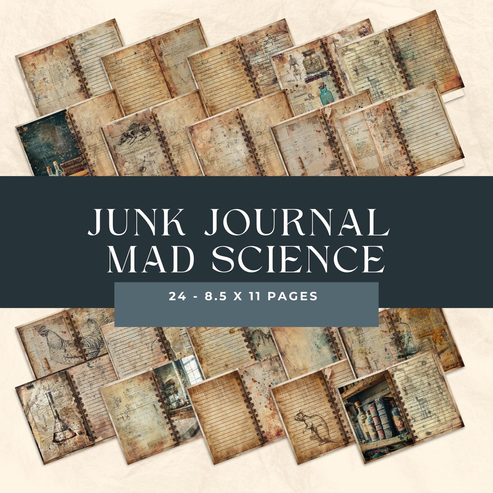 Creepy Mad Science | Junk Journal Paper | Digital Paper Pack | Digital ...