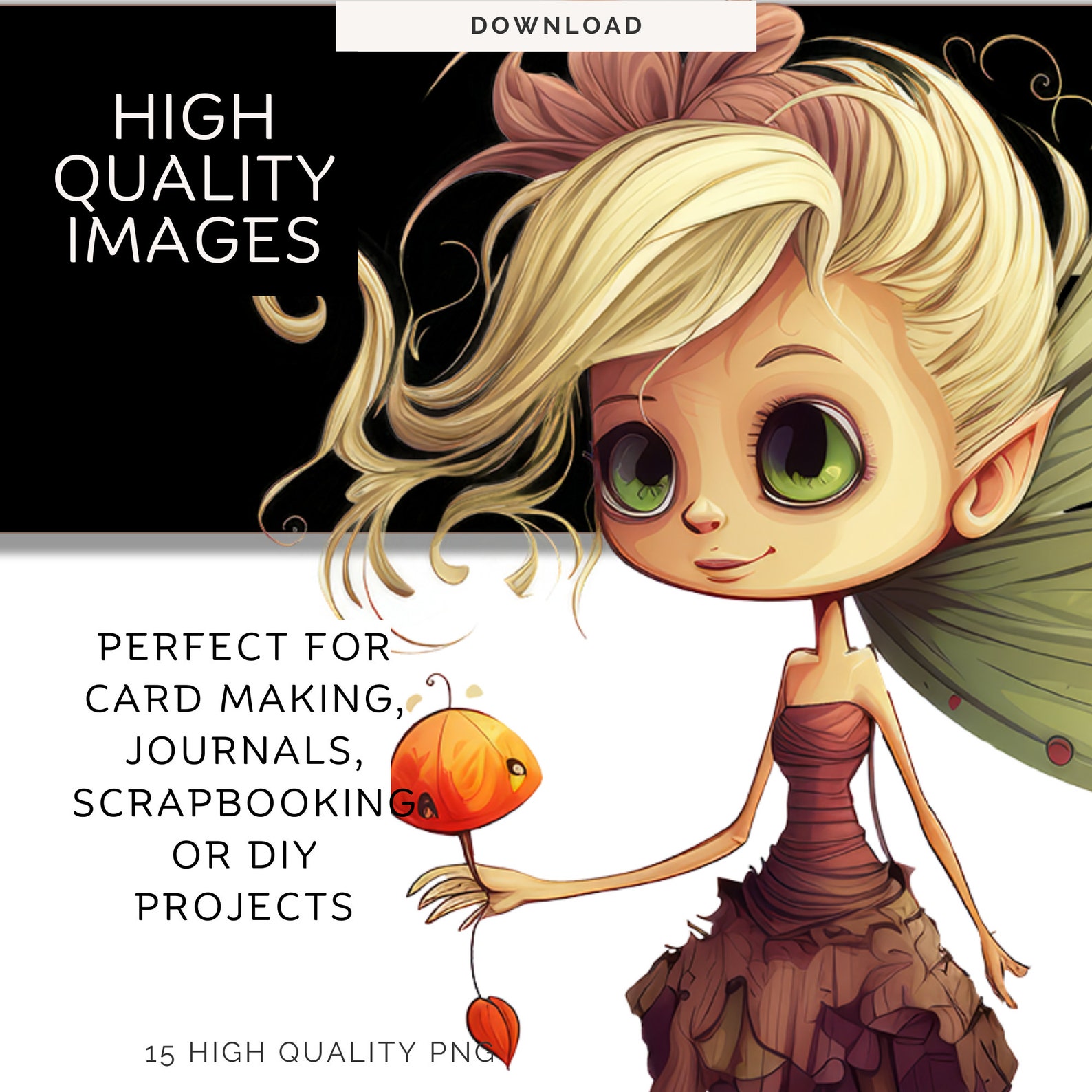 Cute Fairy Clip Art Digital Download Watercolour Fairy commercial Use ...