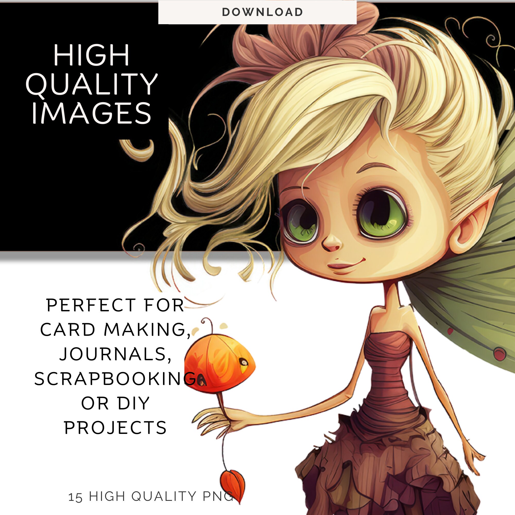 Cute Fairy Clip Art Digital Download Watercolour Fairy commercial Use ...