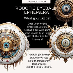 Steampunk Eyeballs Ephemera | Mechanical Collage | Retro Robotics ...
