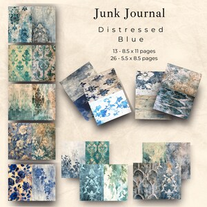 Blue Journal Pages | Digital Download | Junk Journal Kit | Digital ...