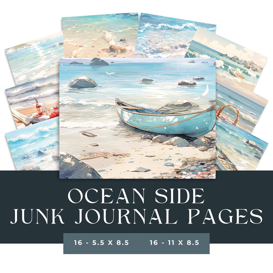 Sea Scrapbook Paper | Beach Junk Journal | Summer Beach Background ...