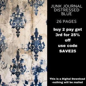 Blue Journal Pages | Digital Download | Junk Journal Kit | Digital ...