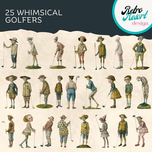 Whimsical Golfer Clipart, Quirky Golf, Watercolor PNG, Scrapbooking ...