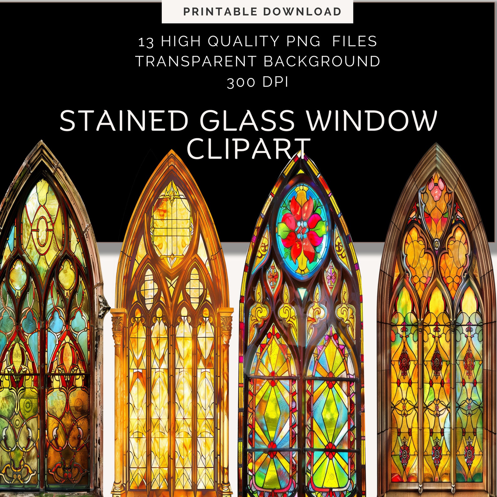 Stained Glass Windows Clipart Stained Glass Png Vintage Window Fussy ...