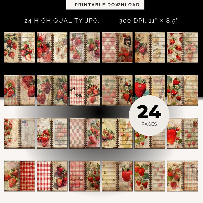Strawberry Junk Journal | Printable |strawberry Junk Journal Kit ...
