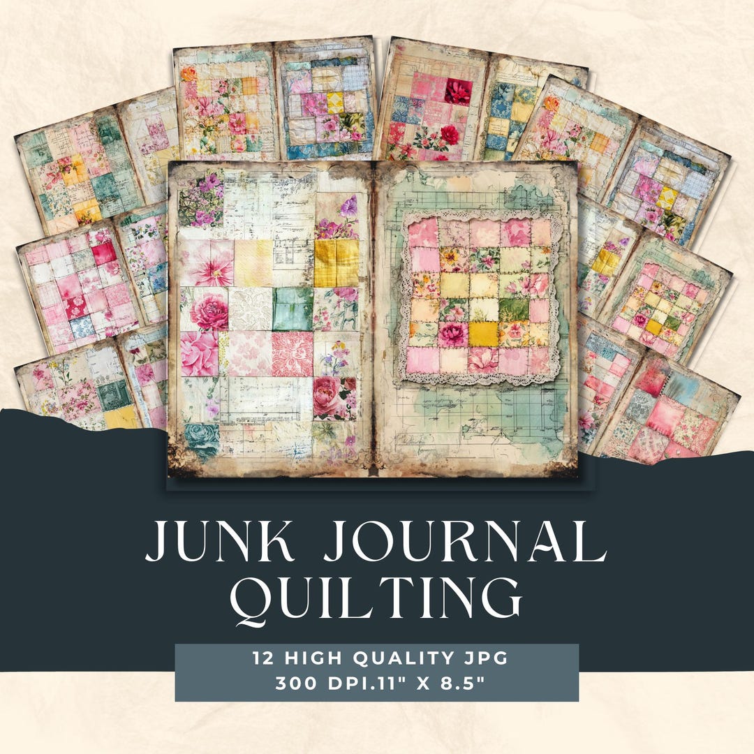 Patchwork Quilt Junk Journal Pages, Quilting Paper, Journal Digital ...