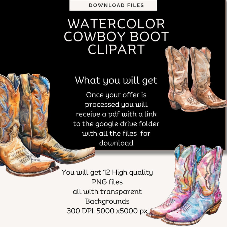 Watercolor Cowboy Boots Clipart Cute Clipart Cowboy Hat Png Cowboy ...