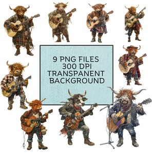 Highland Cow Rockstar Clipart | Highland Cow Png | Rockstar Watercolor ...