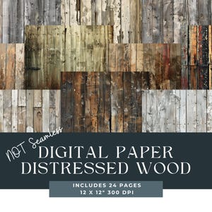 Rustic Wood Digital Background, Digital Scrapbook Paper, Wooden Texture ...