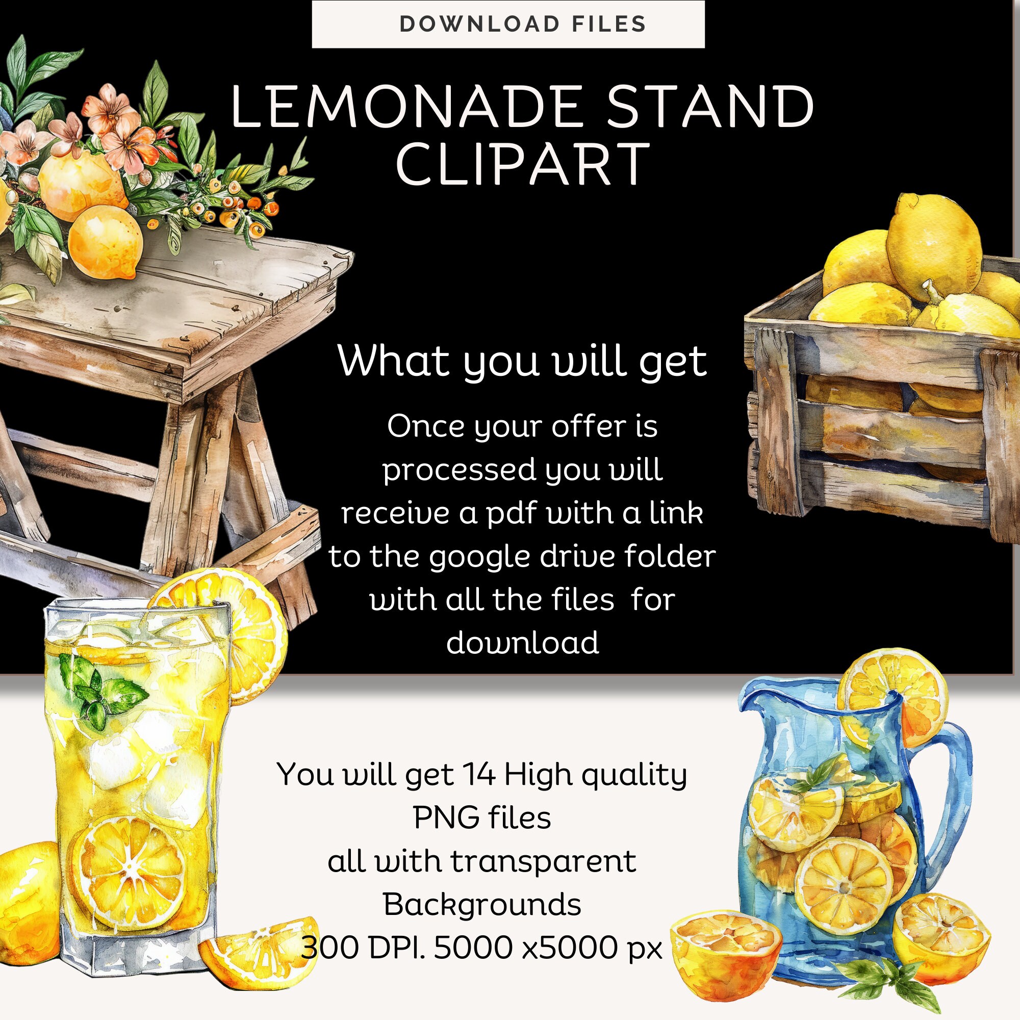 Lemonade Stand Clipart Instant Download 10 High Quality Jpeg and Png ...