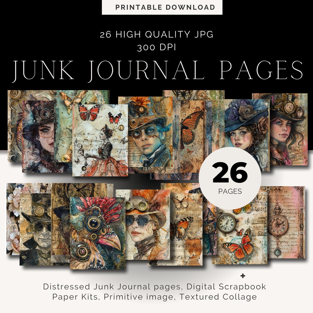 Steampunk Journal Pages| Vintage, Digital | Junk Journal | Printable ...
