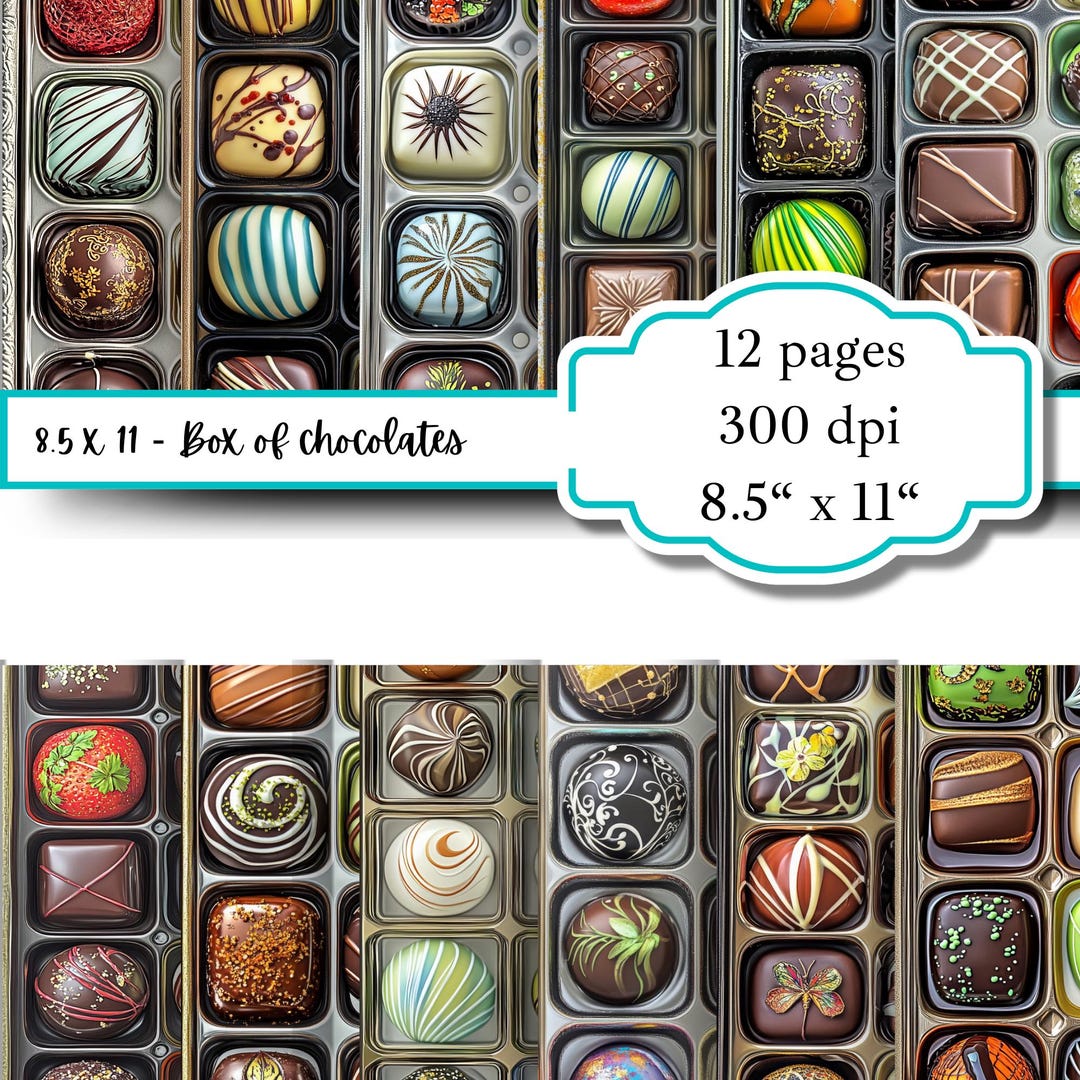 Assorted Chocolate Scrapbook Paper | Commercial Use | Box of Chocolate ...