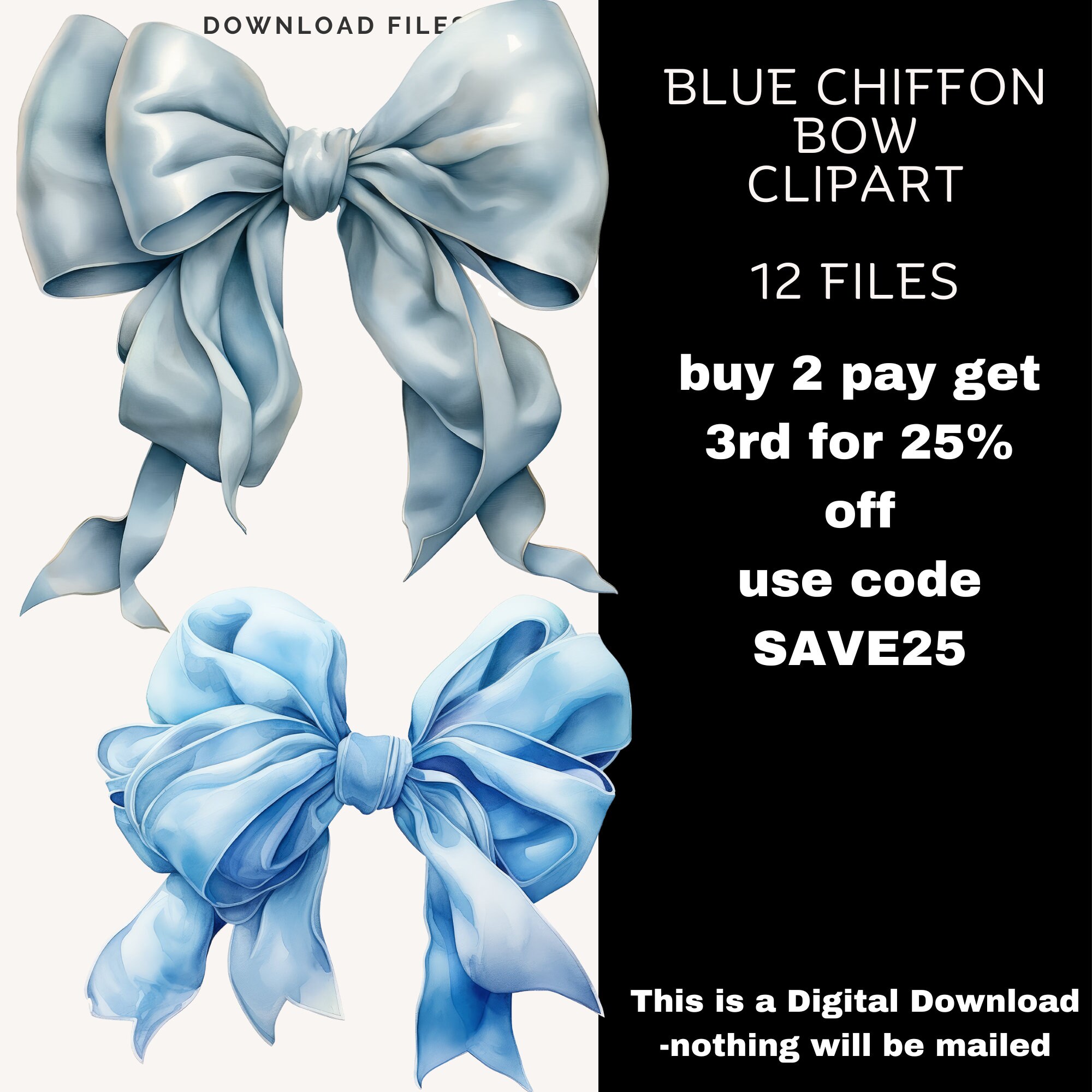 Commercial Use Ribbon Clipart Watercolor Clipart Blue Bows. Clipart ...