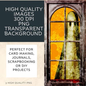Spooky Halloween Clipart, Scary Window Scene, Ghosts in Windows ...