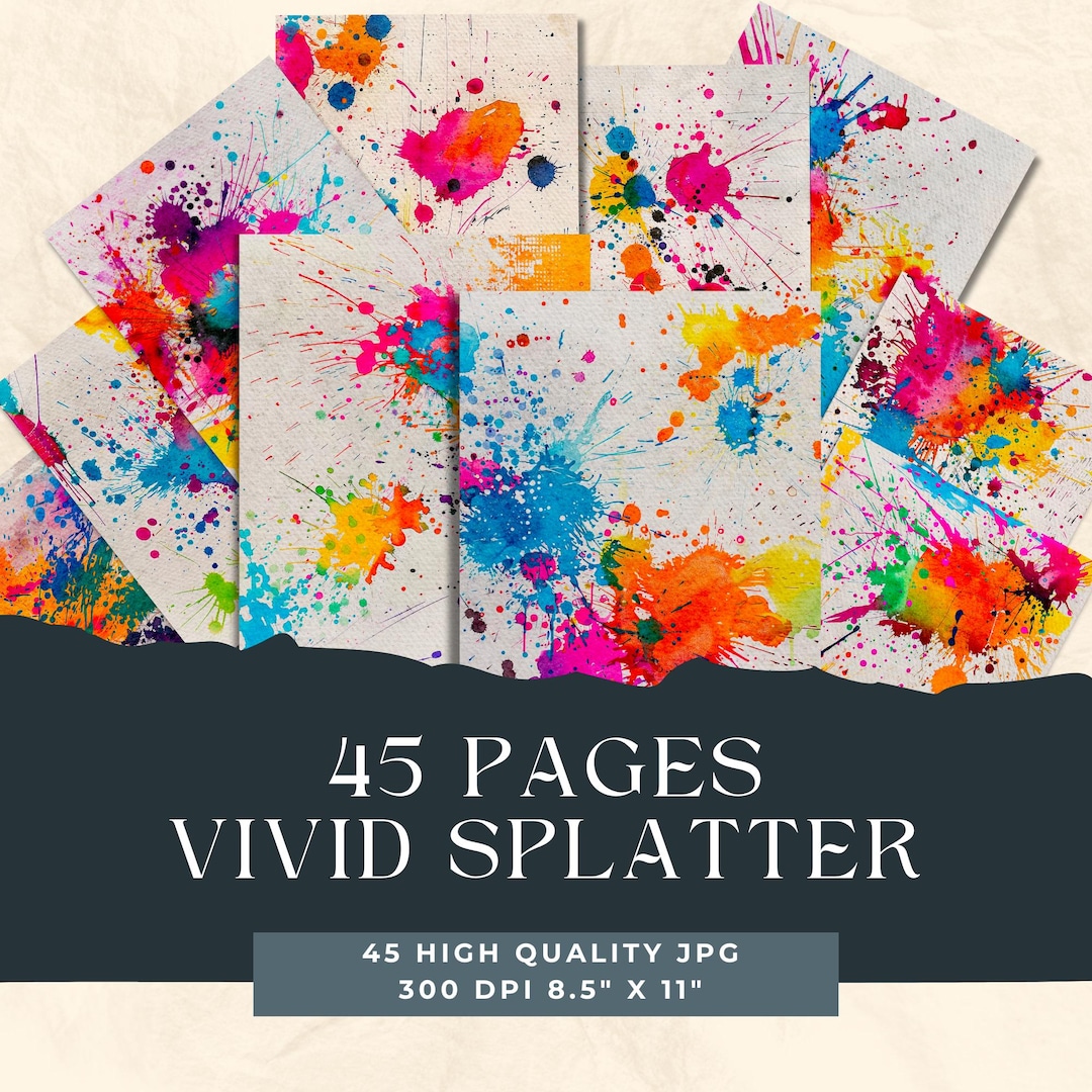 Neon Paint Splatter Digital Paper, Paint Splash Backgrounds, Collage ...