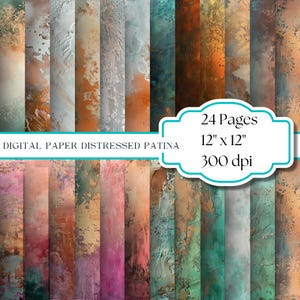 Distressed Patina | Digital Paper | Scrapbook Paper | Backgrounds | Grunge Copper and Patina ...