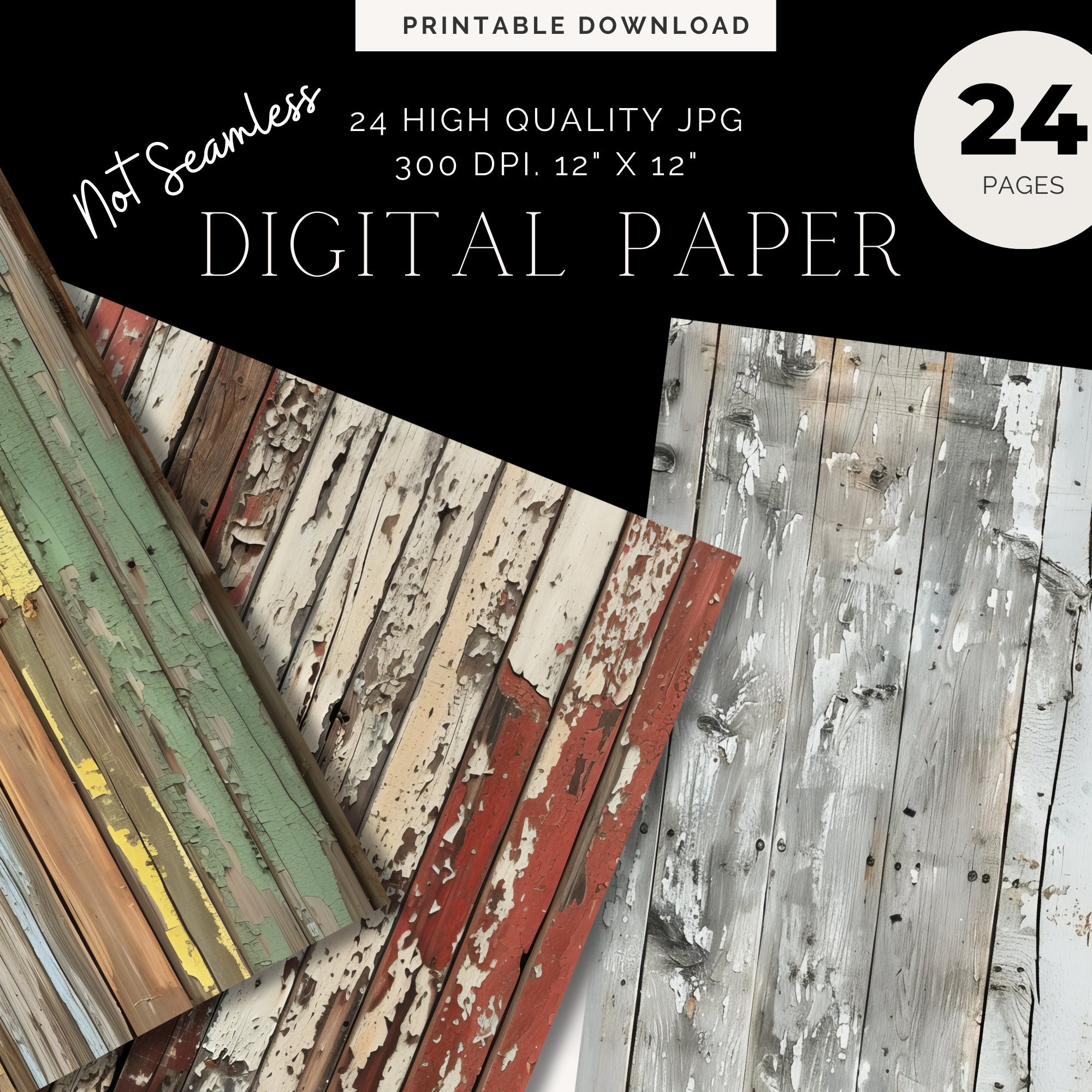 Rustic Wood Digital Background Digital Scrapbook Paper Wooden Texture ...