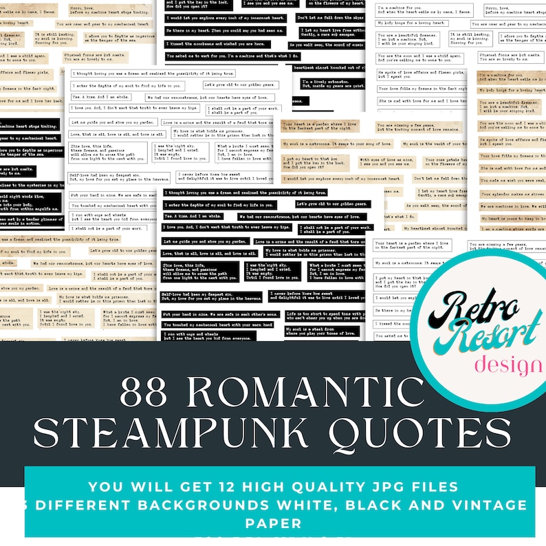 Romantic Steampunk Quotes Junk Journal Digital Words romantic Junk ...
