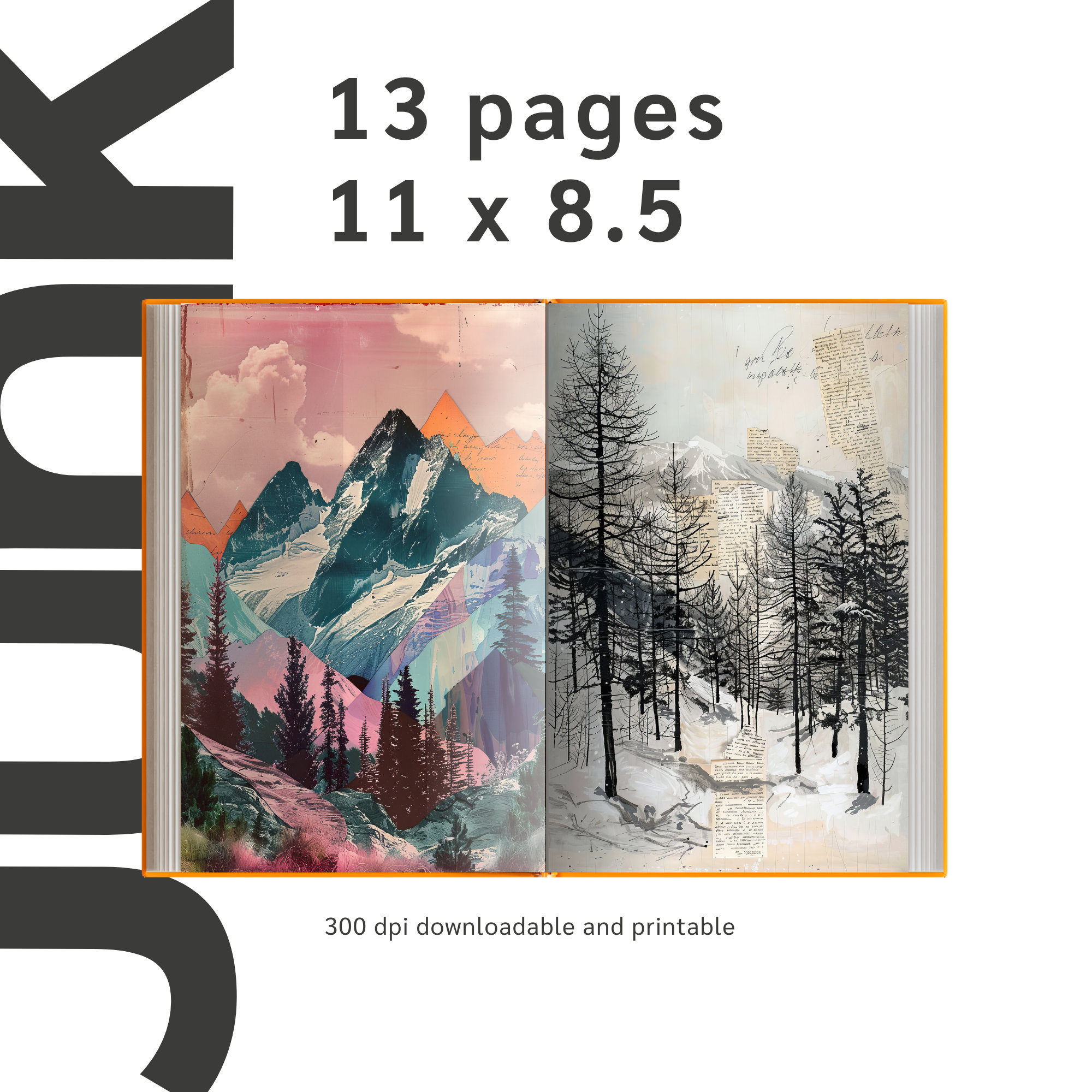 Mountains Junk Journal Printable Pages Mountains Junk Journal Paper ...