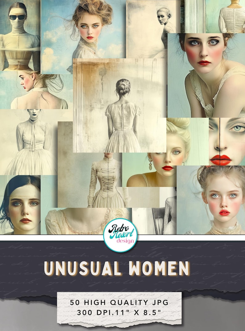 UNUSUAL WOMEN Portraits: 52 Portrait Collage Faces, Peculiar Poses, 3 ...