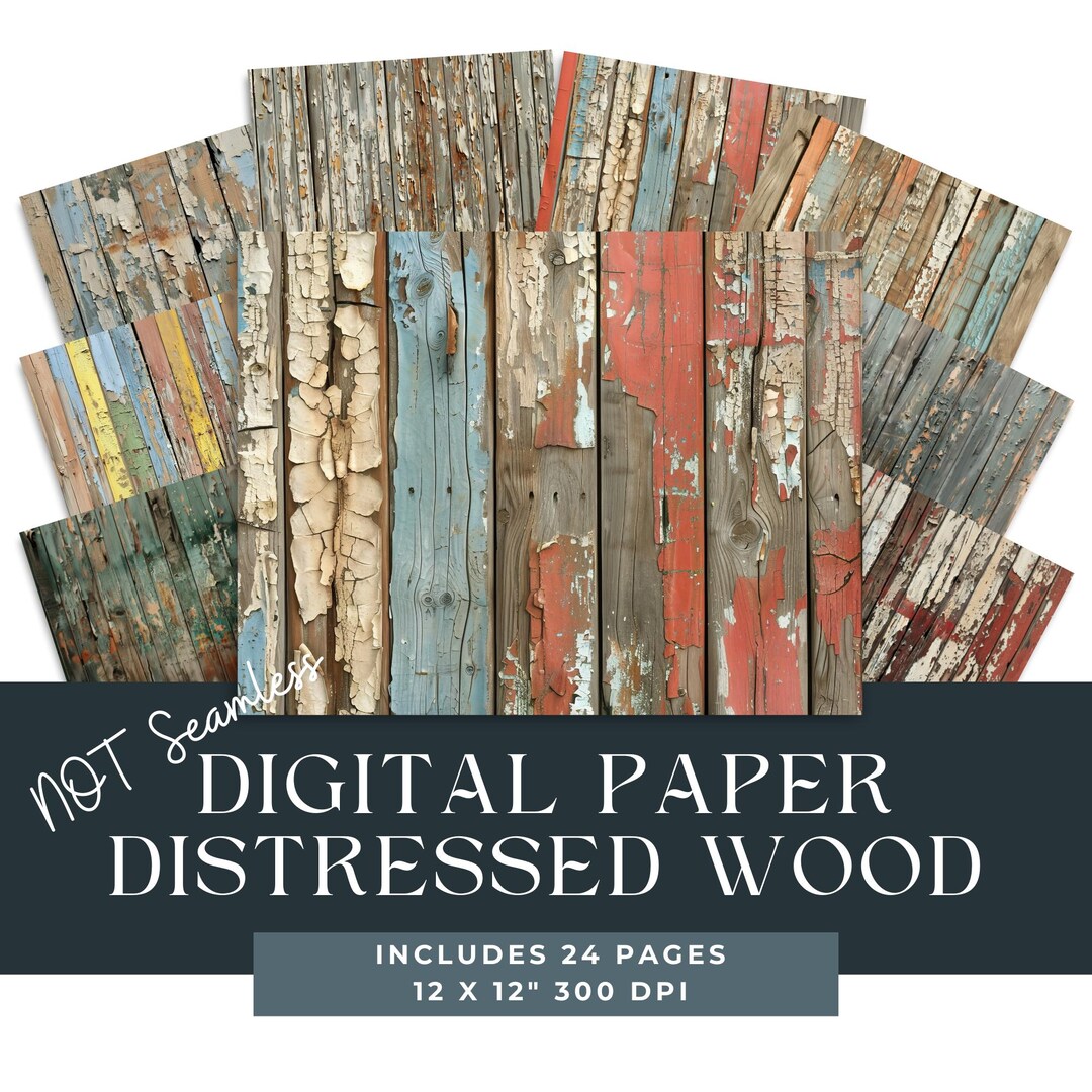 Rustic Wood Digital Background, Digital Scrapbook Paper, Wooden Texture ...