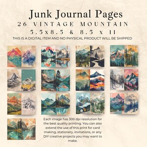 Mountains Junk Journal | Printable Pages | Mountains Junk Journal Paper ...