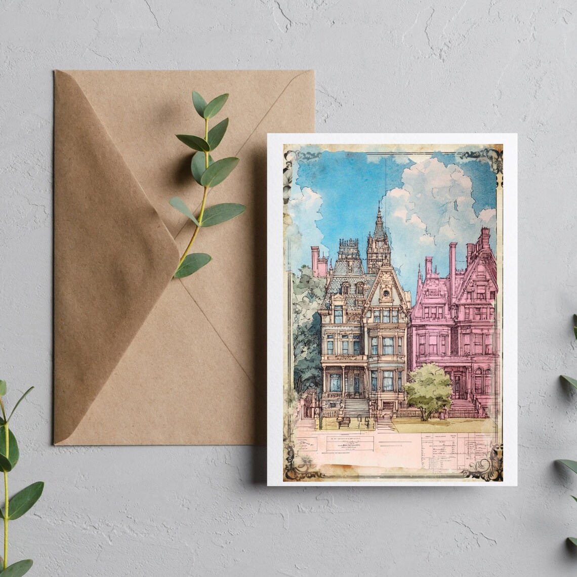Gilded Age Architecture Junk Journal Pages, Antique City Illustrations ...
