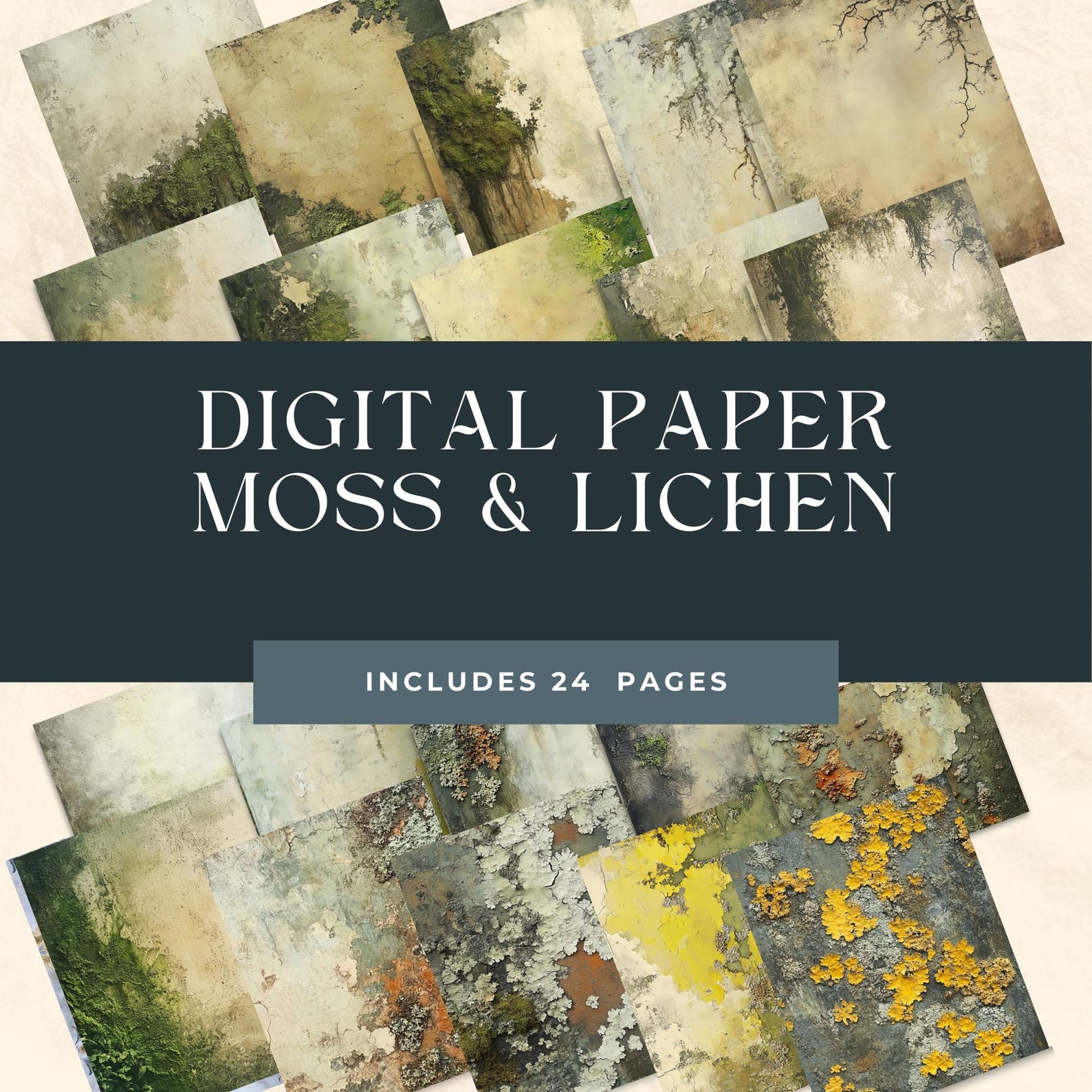 Moss and Lichen Texture Digital Paper Set (digital Download) - Etsy