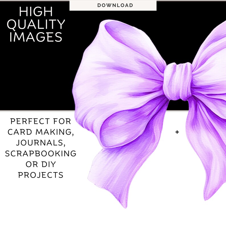 Watercolor Purple Bows lilac Clipart Bow Ribbon Bow Clip Art Gift ...
