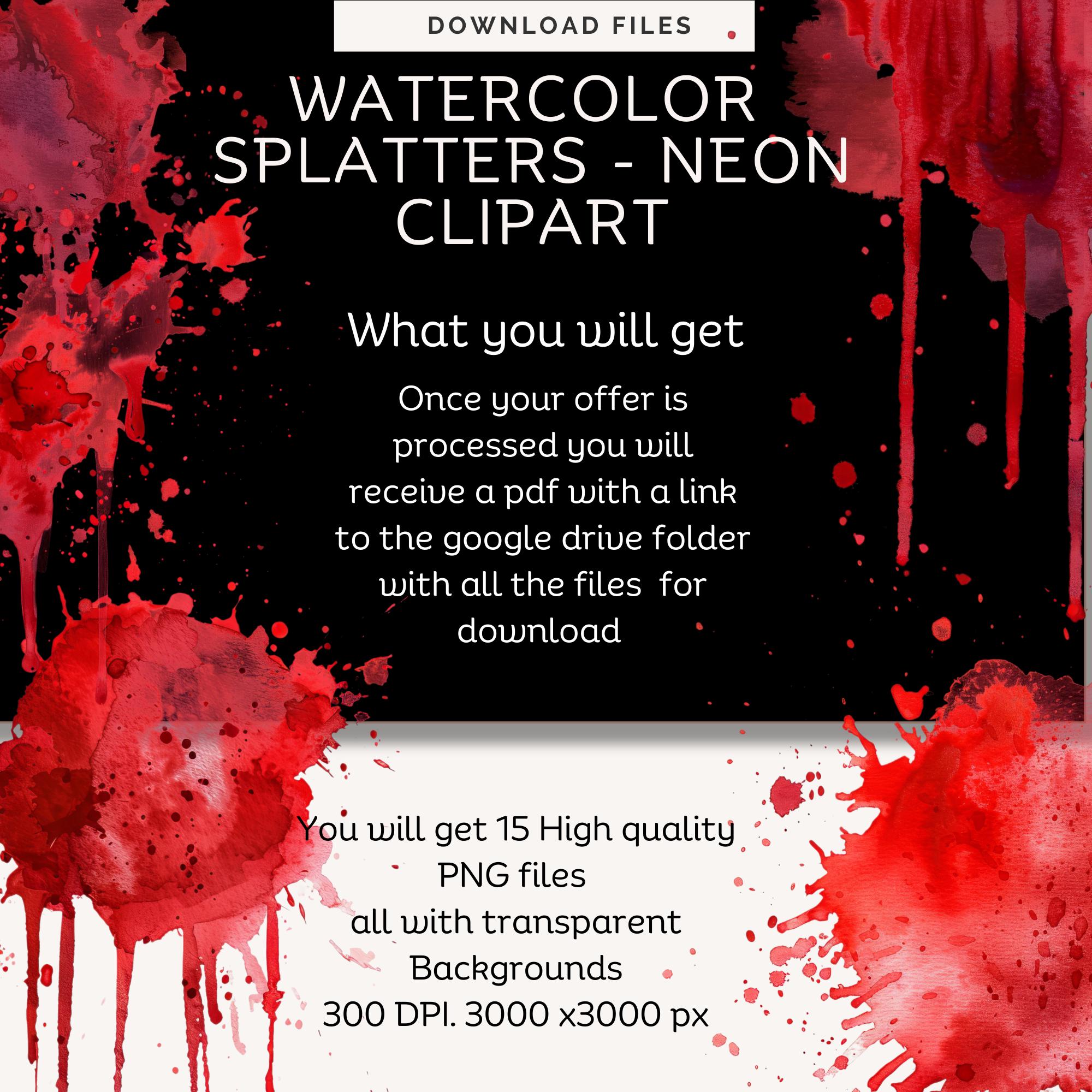 Watercolor Blood Splatter Clipart | Bloody Overlay (instant Download ...
