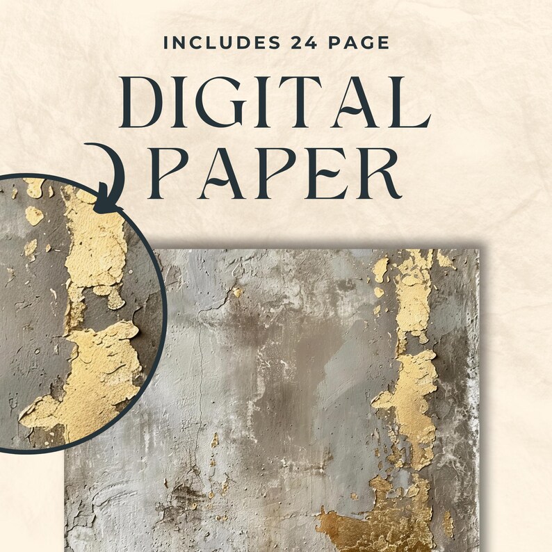 Grunge Gold Plaster Texture Paper | Distressed Scrapbook (digital ...