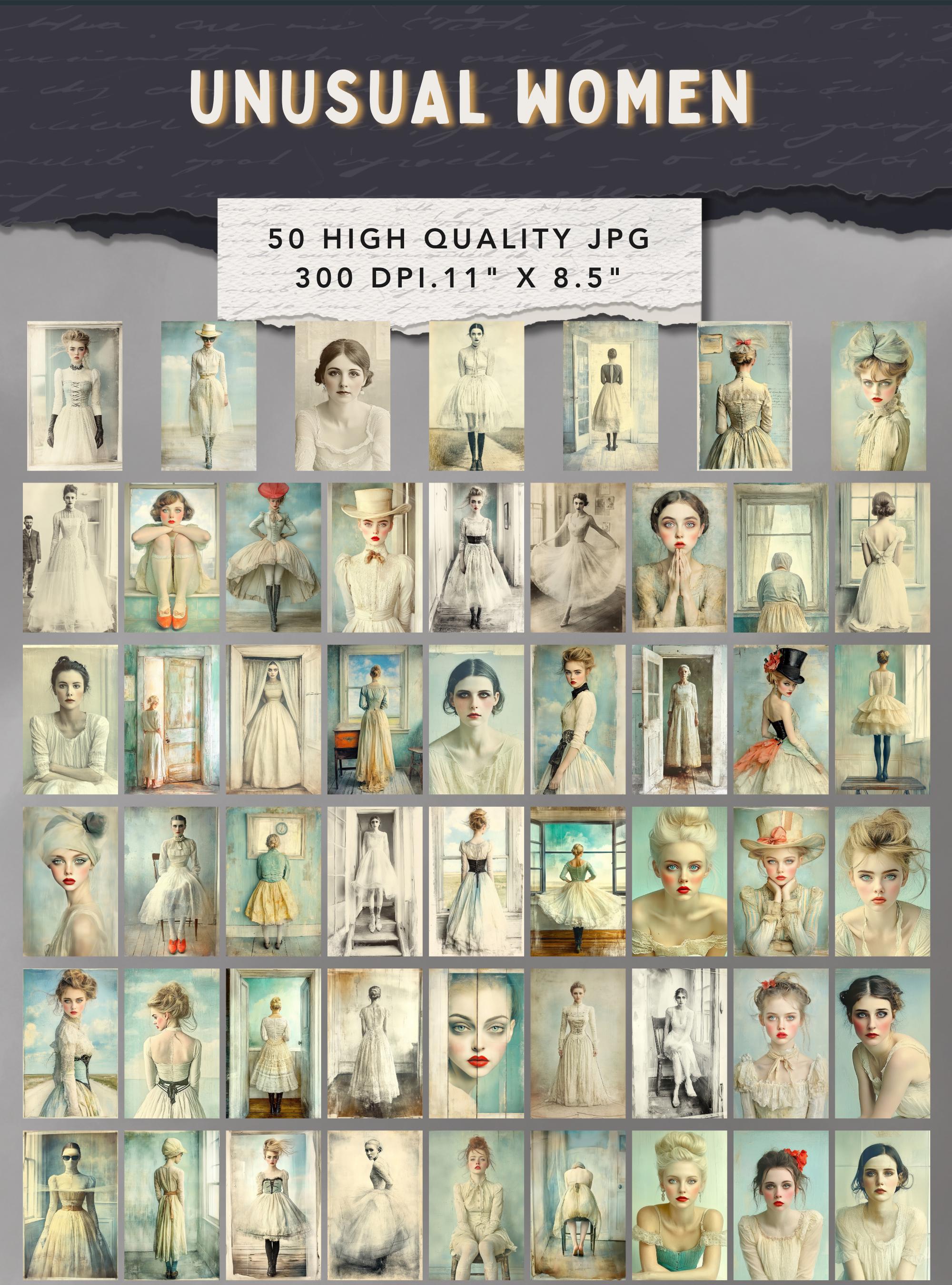 UNUSUAL WOMEN Portraits: 52 Portrait Collage Faces, Peculiar Poses, 3 ...