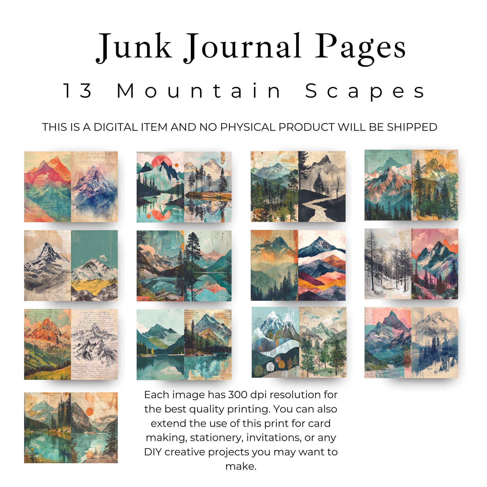 Mountains Junk Journal Printable Pages Mountains Junk Journal Paper ...