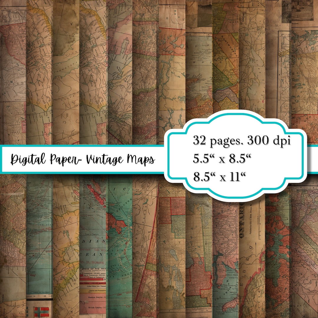 Vintage Maps Digital Paper Antique Maps Digital Paper Vintage Maps ...